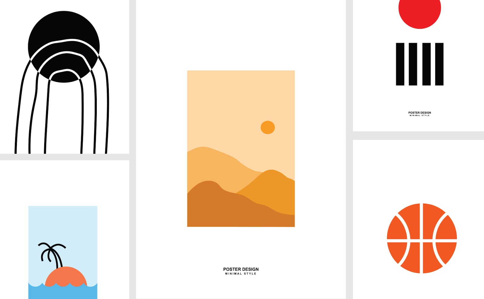 Free 5 Minimal Poster Design - Vector