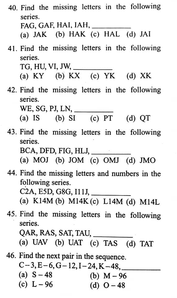 letter Series Reasoning - Reasoning Verbal and Non -Verbal