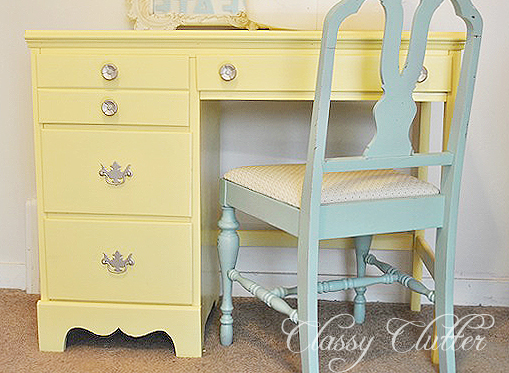 Yellow Sewing Desk Makeover