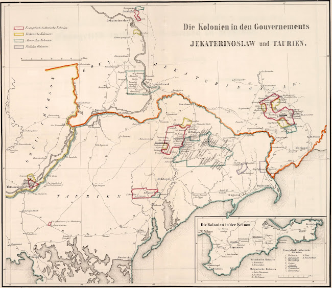 Germans from Russia Settlement Locations: 1855 Maps of German Lutherans ...