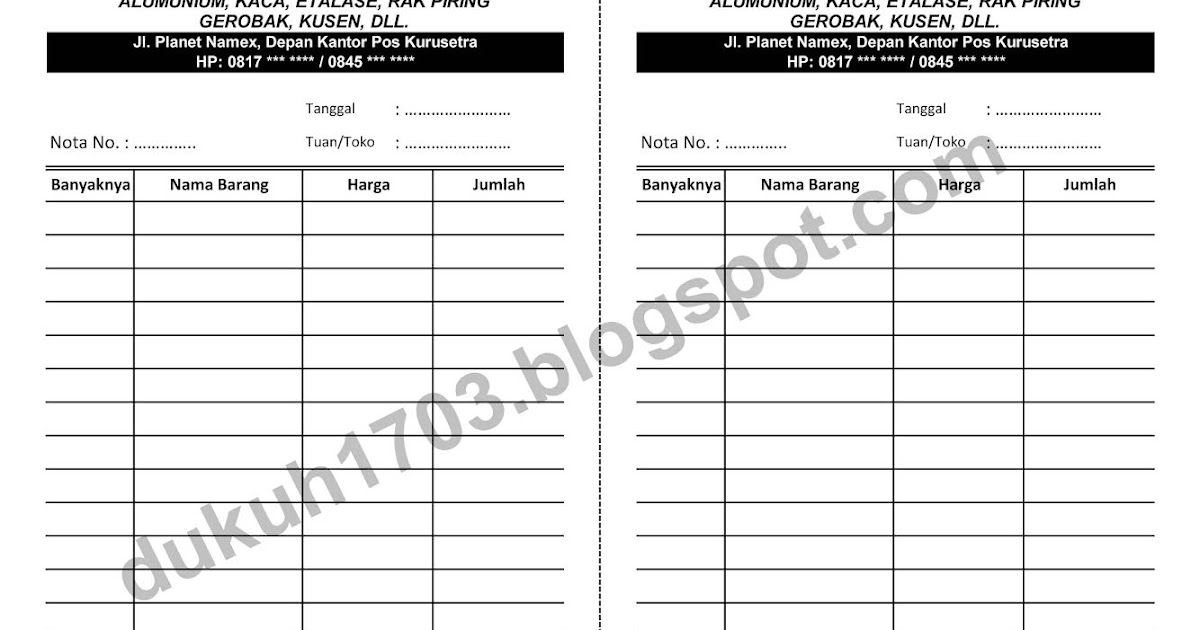 Mulih Ngarit: Contoh Form Nota Sederhana dengan Microsoft Excel