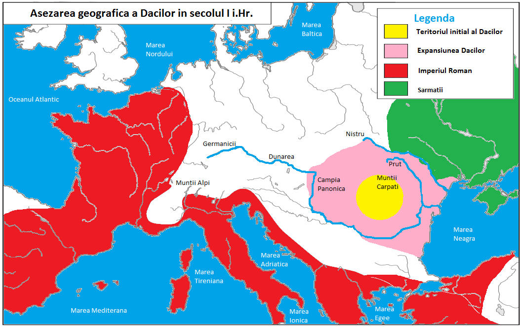 Asezarea geografica a Dacilor in secolul I i.Hr. Regatul lui Burebista. Regatul Dac ~ Istoria ...
