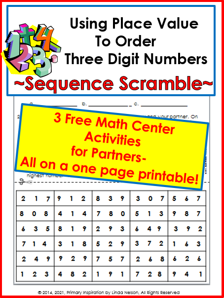 Primary Inspiration: Three Digit Place Value Freebie!