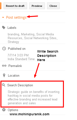 How to Enable Search Description in Blogger