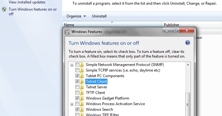 Windows 7 How To Enable Telnet Client Windows 7 How To Enable Telnet Client