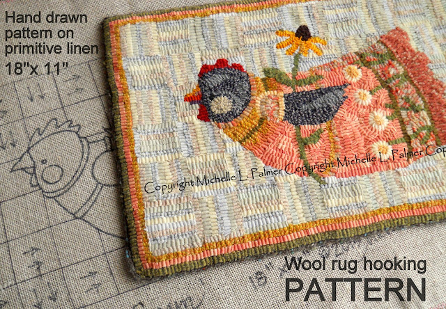 Michelle Palmer: Hen's Special Delivery rug hooking patterns