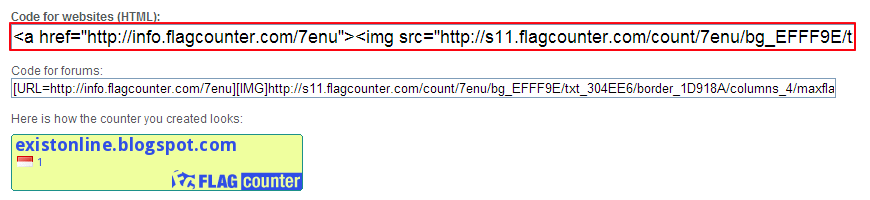 Cara Memasang Flag Counter pada Blog | Exist Online