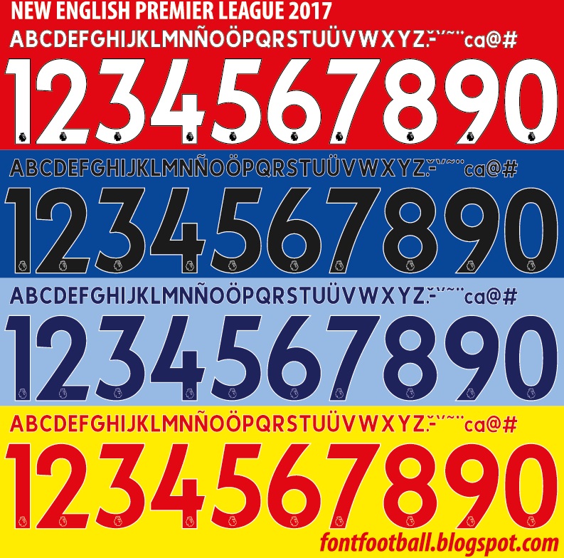 FONT FOOTBALL: Font Vector English Premier League 2017 kit