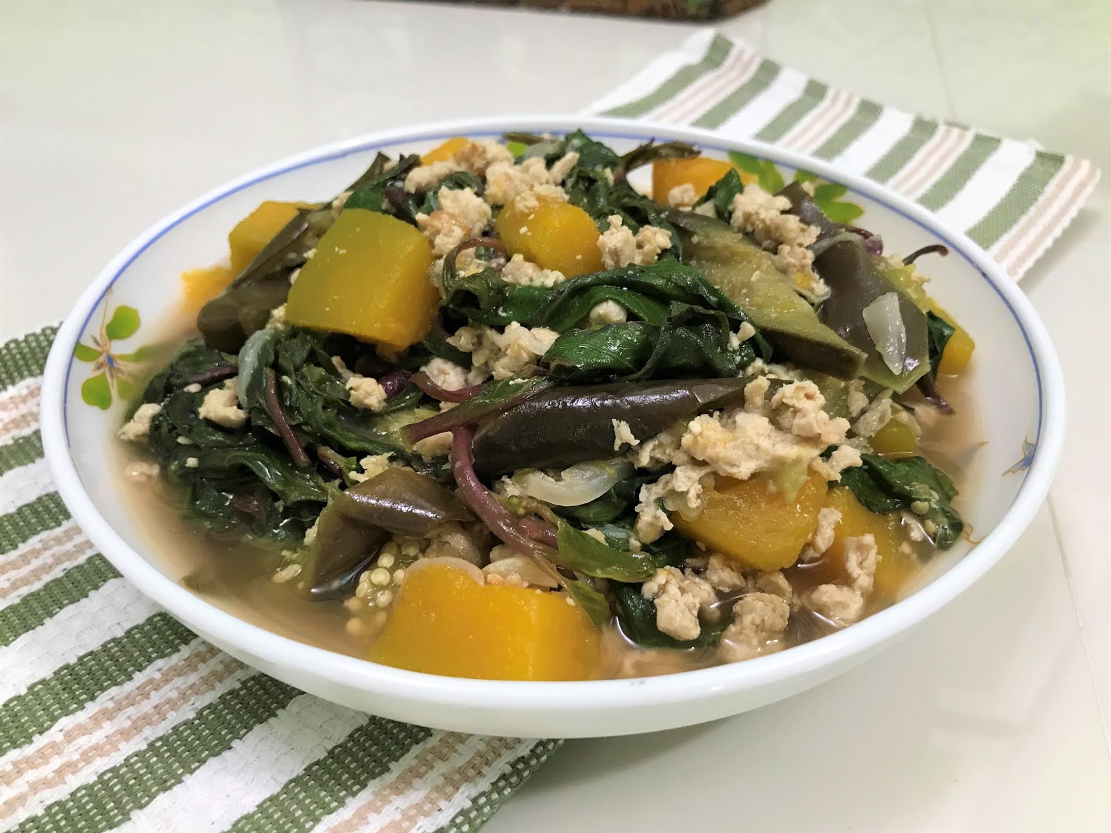 Alugbati Kalabasa Talong with Giniling