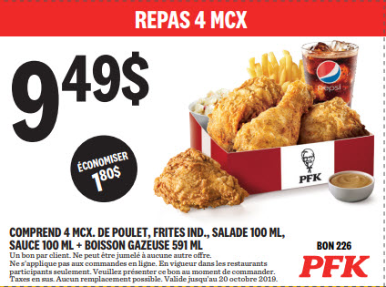 Coupons PFK Québec 2019 | Coupons au Québec