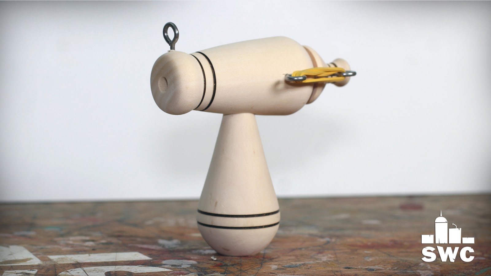 scrap wood city: How to make a rubber band hand canon toy - woodturning