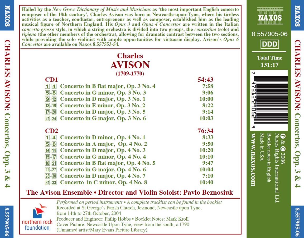 AVISON Six Concertos Op 3, Eight Concertos Op 4 - movie how