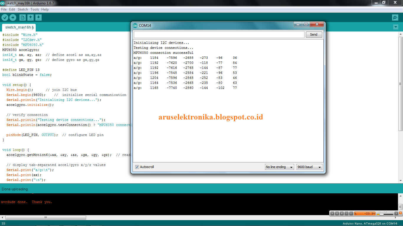 MPU 6050 Gyroscope Arduino ~ FILAB