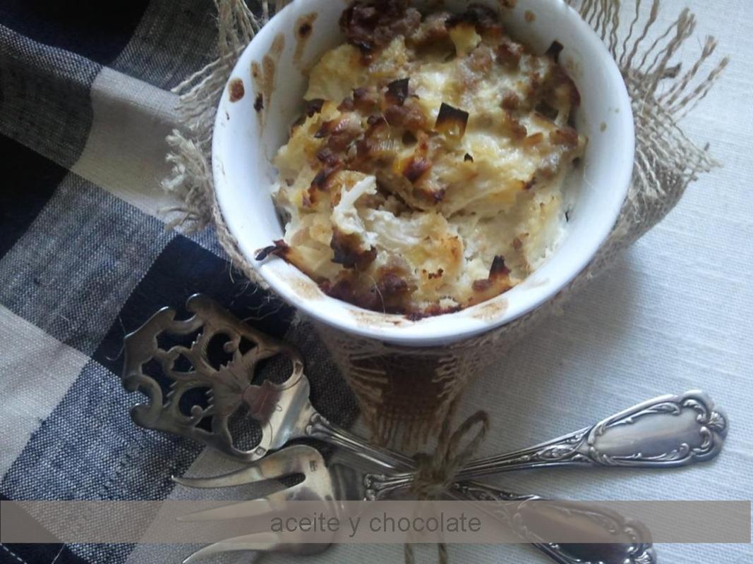 aceite y chocolate: pastel de coliflor y carne