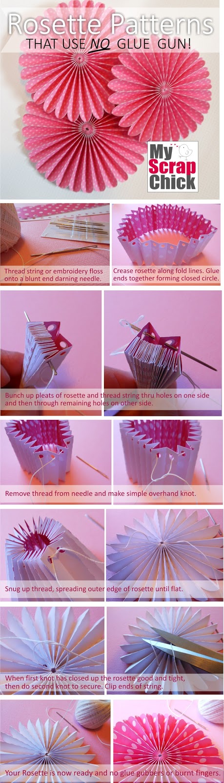 Pretty Paper Rosettes without the Glue Gun! - myscrapchick