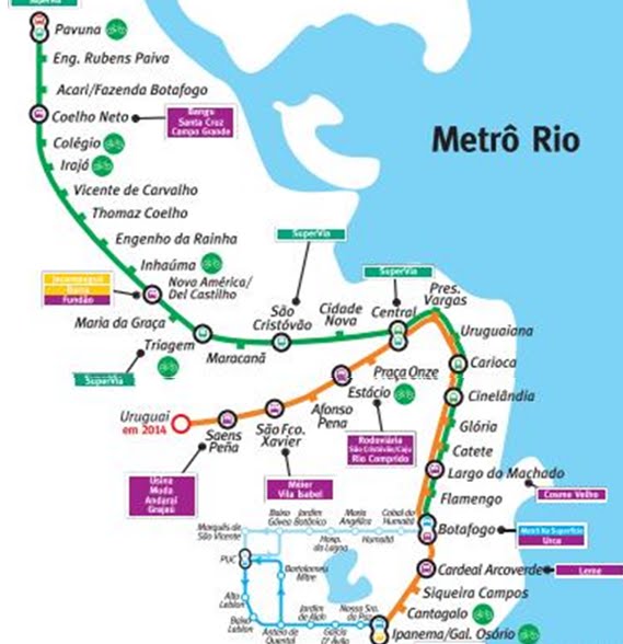 Mapas do Mundo: Metrô no Rio de Janeiro Brasil