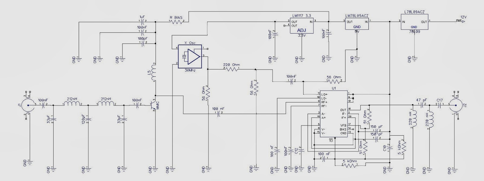 YO2LDK: HF UpConverter + LNA for RTL2832 / R820T / E4000 Mixer AD831