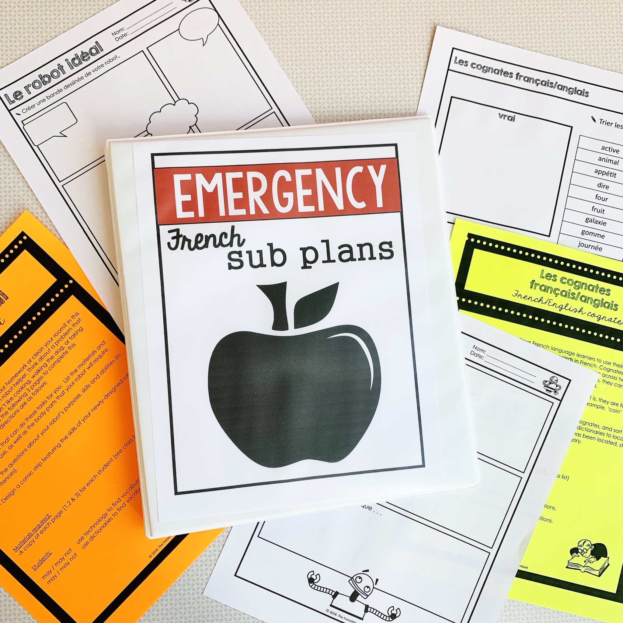 How to organize your French emergency teaching binder | The French Nook