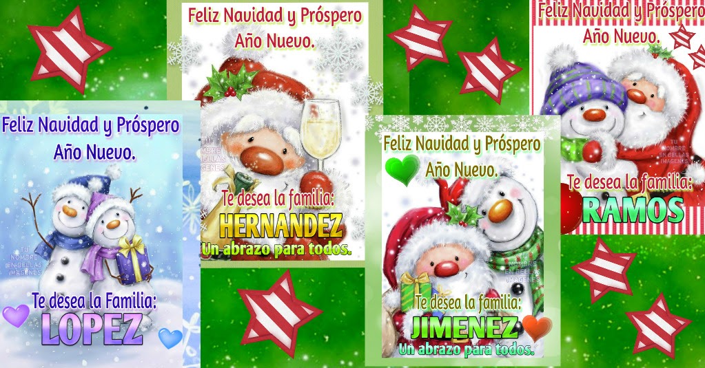 Imagenes, fantasia y color: Tarjetitas Navideñas con apellidos..