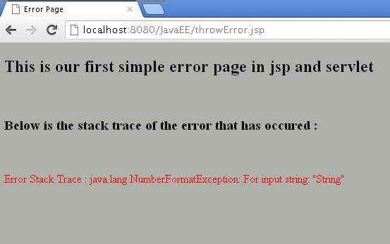How To Create Error Page In A Jsp And Servlet To Handle Exceptions Learn Java By Examples