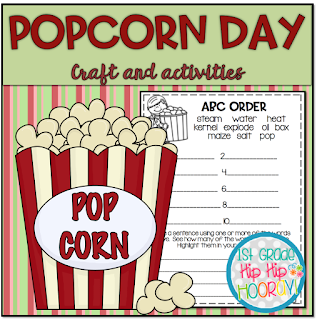 1st Grade Hip Hip Hooray!: Popcorn Day...Paper Pencil or Distance Learning