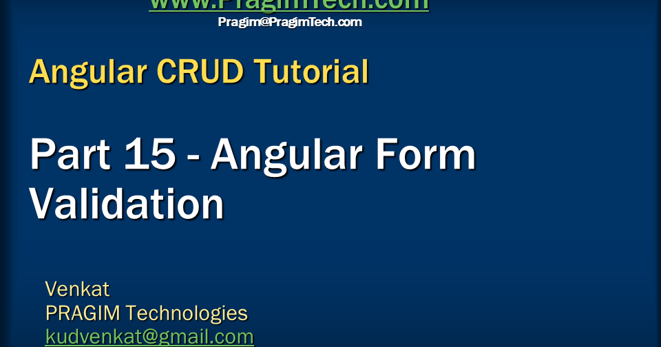 Sql Server Net And C Video Tutorial Angular Form Validation Slides