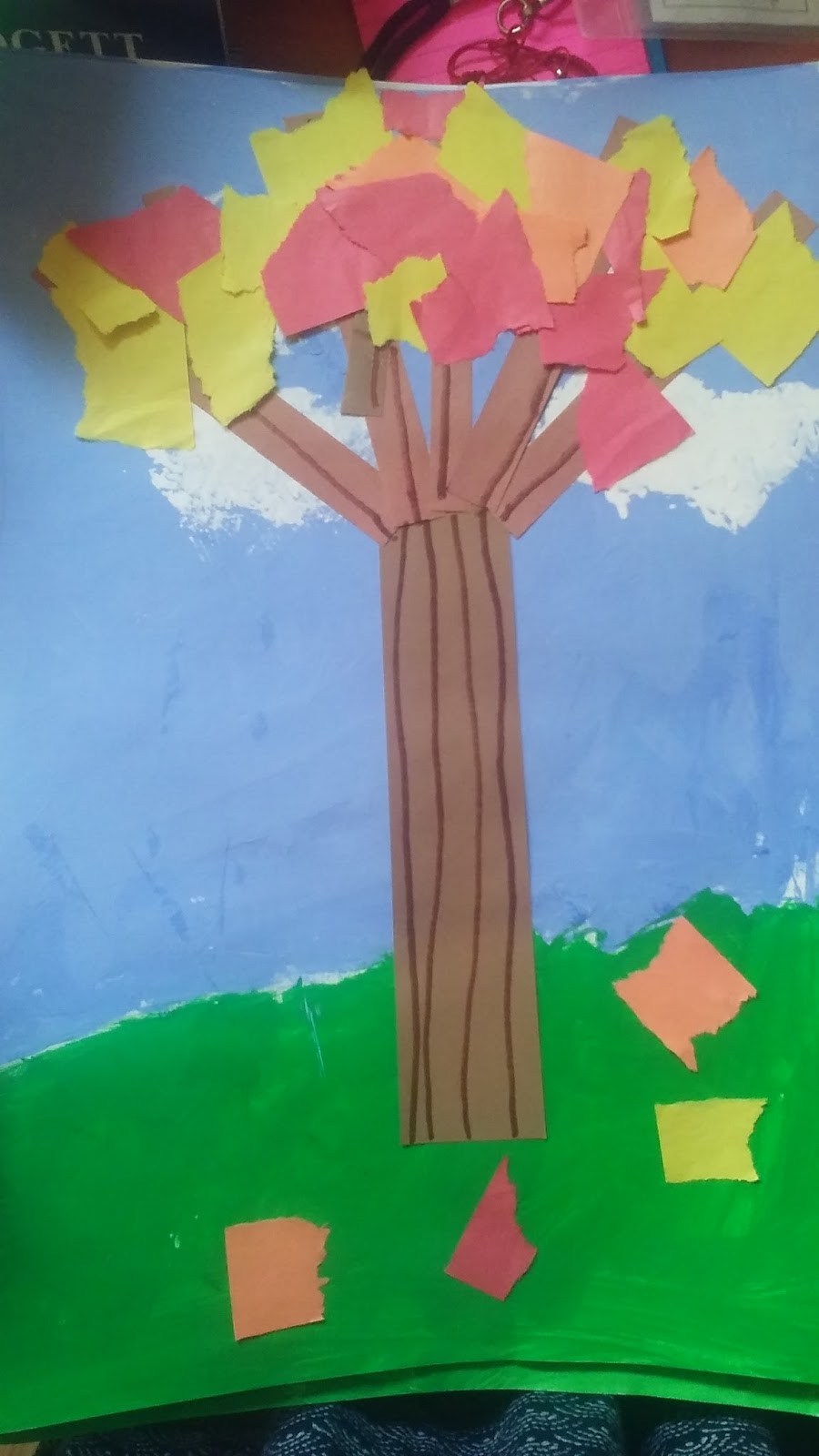 Primary Painters: Ripped Paper Trees with Painted Sky