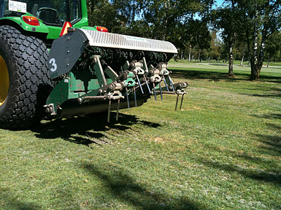 Quilchena Golf Club Turf Care: Deep-tining Fairways