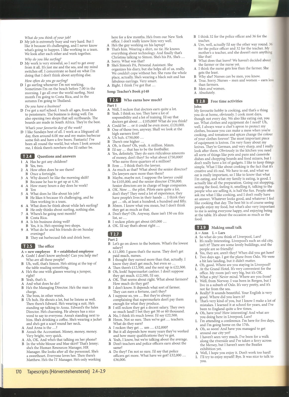 Bernie's English Lessons: Tapescripts Headway B1+