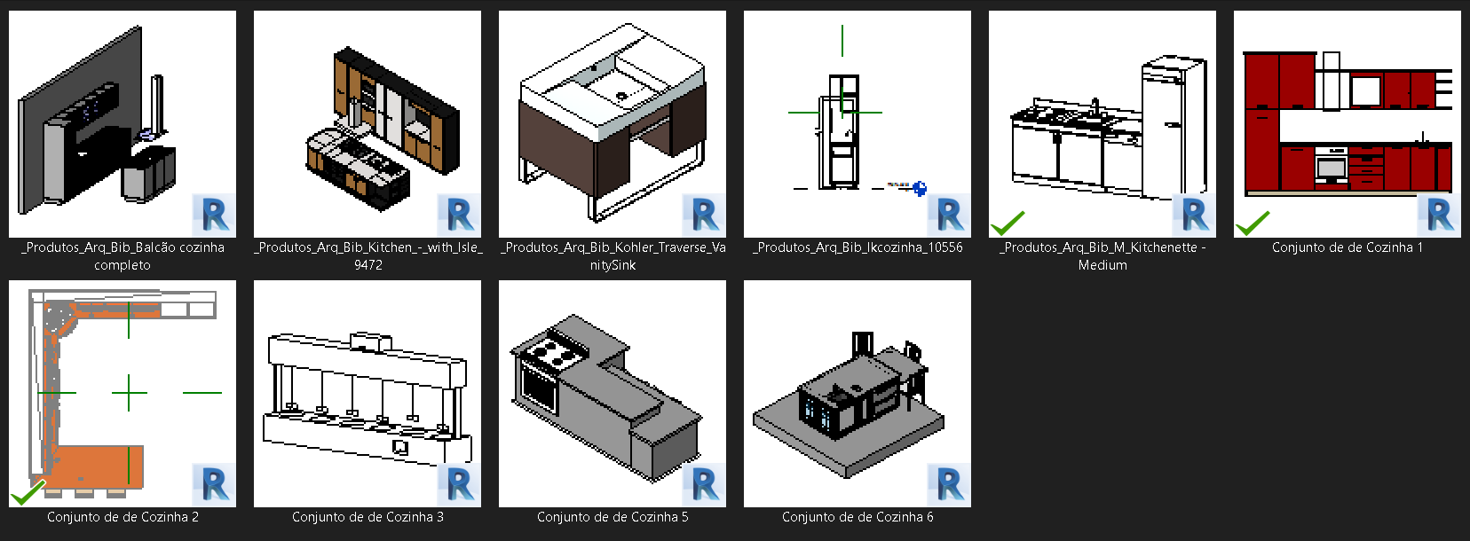 Cozinhas montadas em Revit - Famílias Revit