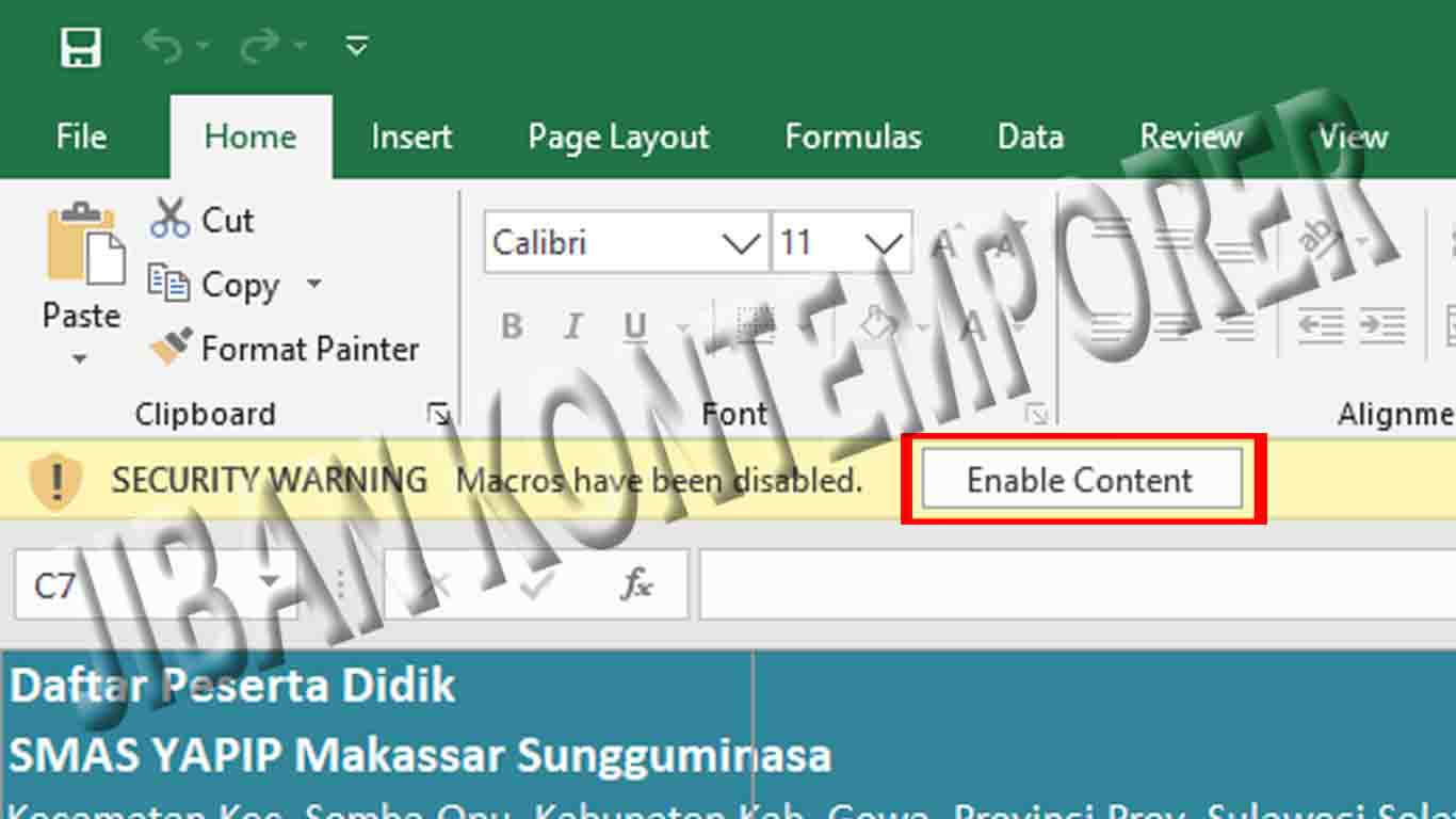 Cara Mengisinkan Konten Macro di Excel ~ Sip From PTK