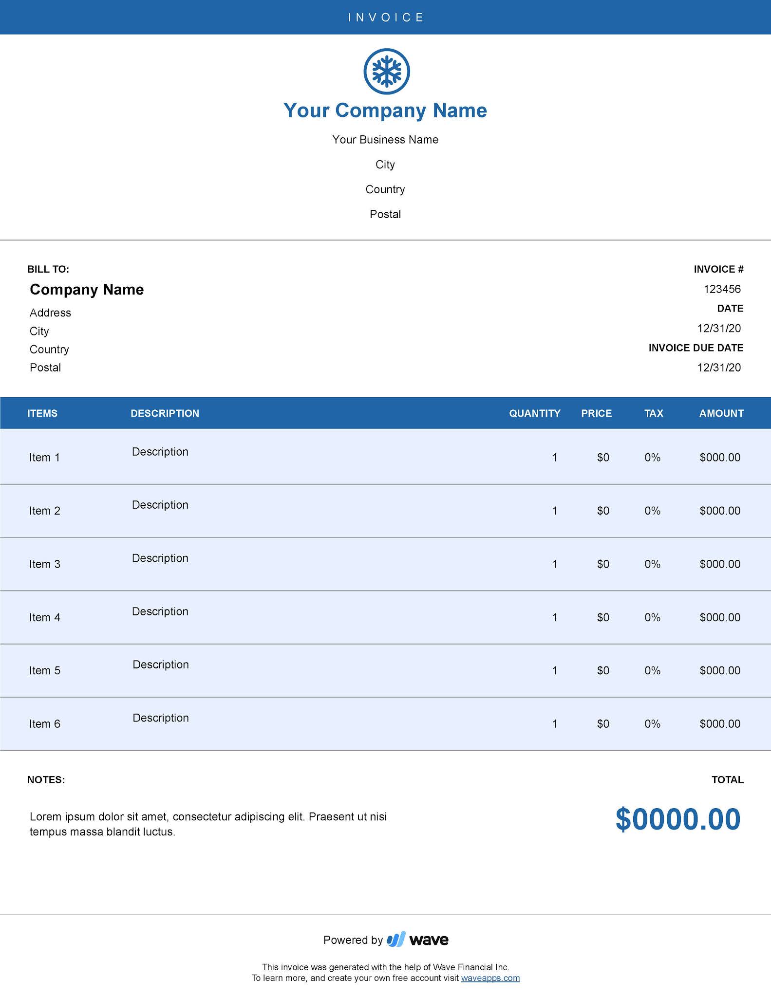 Snow Plowing Invoice - Invoice Template