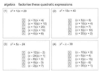 MEDIAN practice and quiz questions: algebra expanding and factorising ...