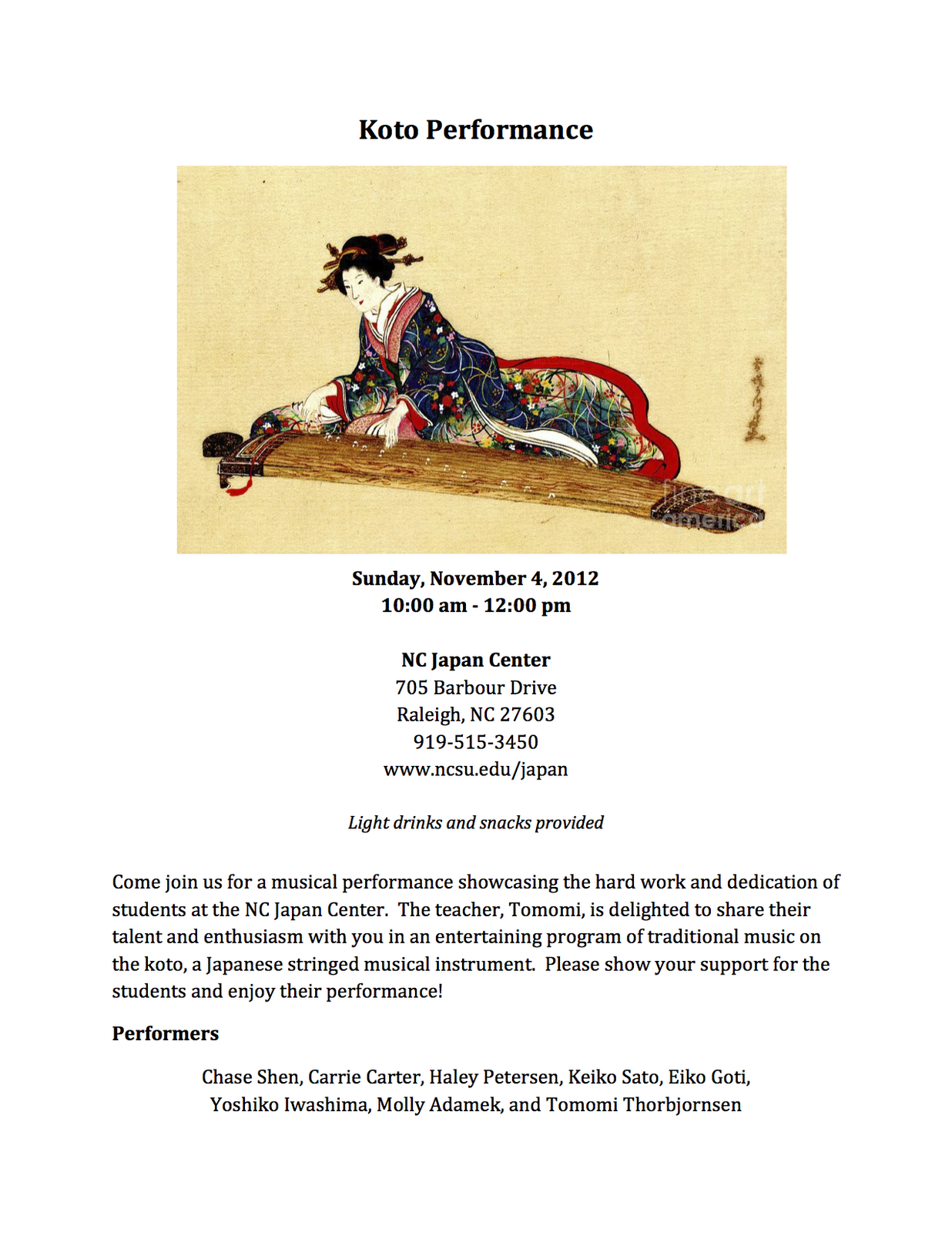 NC Japan Center: Koto Performance