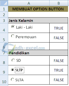 Cara Membuat Option Button ActiveX Dalam Excel - ADH-EXCEL.COM Tutorial