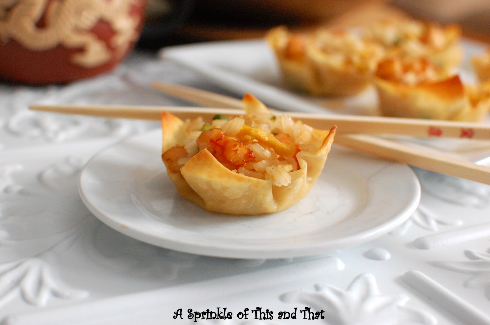 A Sprinkle of This and That: Shrimp Fried Rice in Wonton Wrappers