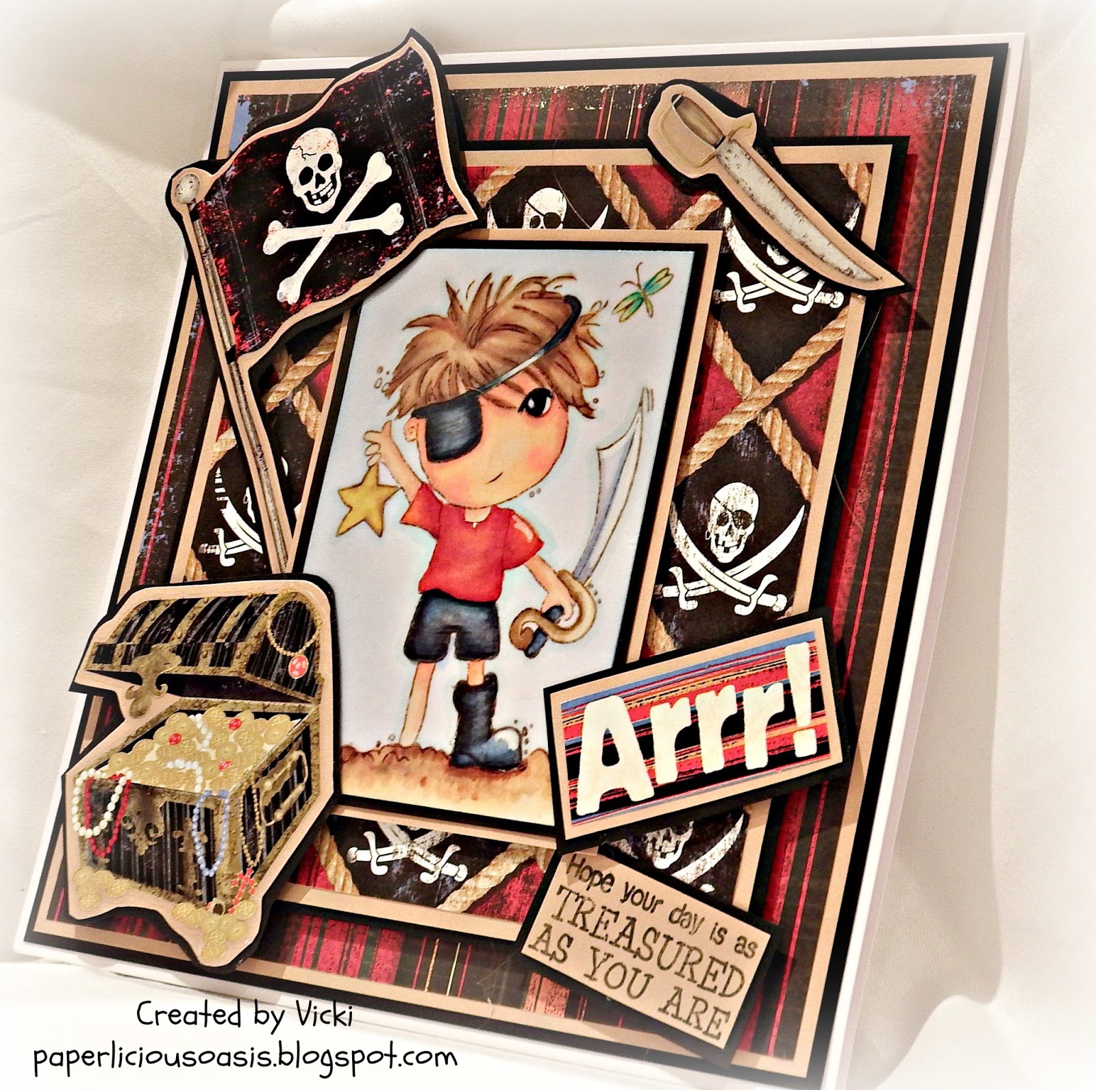 Paperlicious Oasis: Pirate and monster themed boys birthday cards