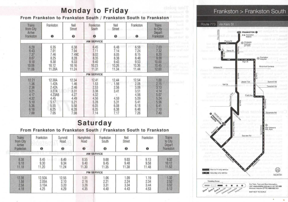 Melbourne on Transit: Timetable Tuesday #97: Frankston South's loopy 773