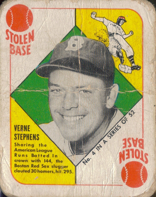 foul bunt: 1951 Topps Red Back #4 - Verne Stephens