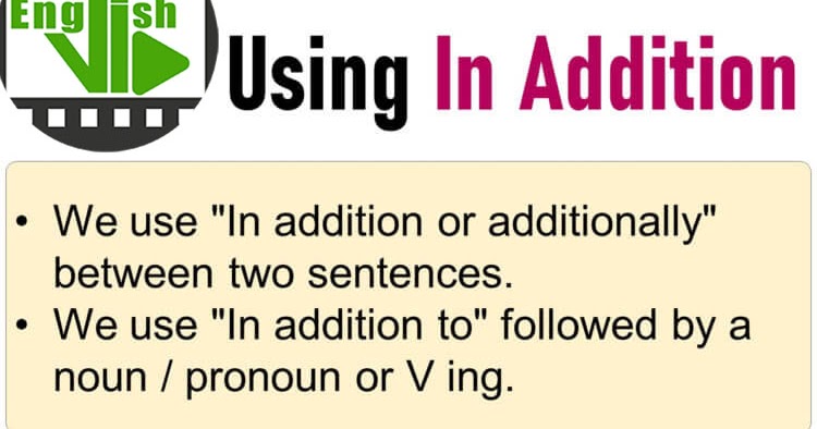 Online English courses : how to use in addition in english