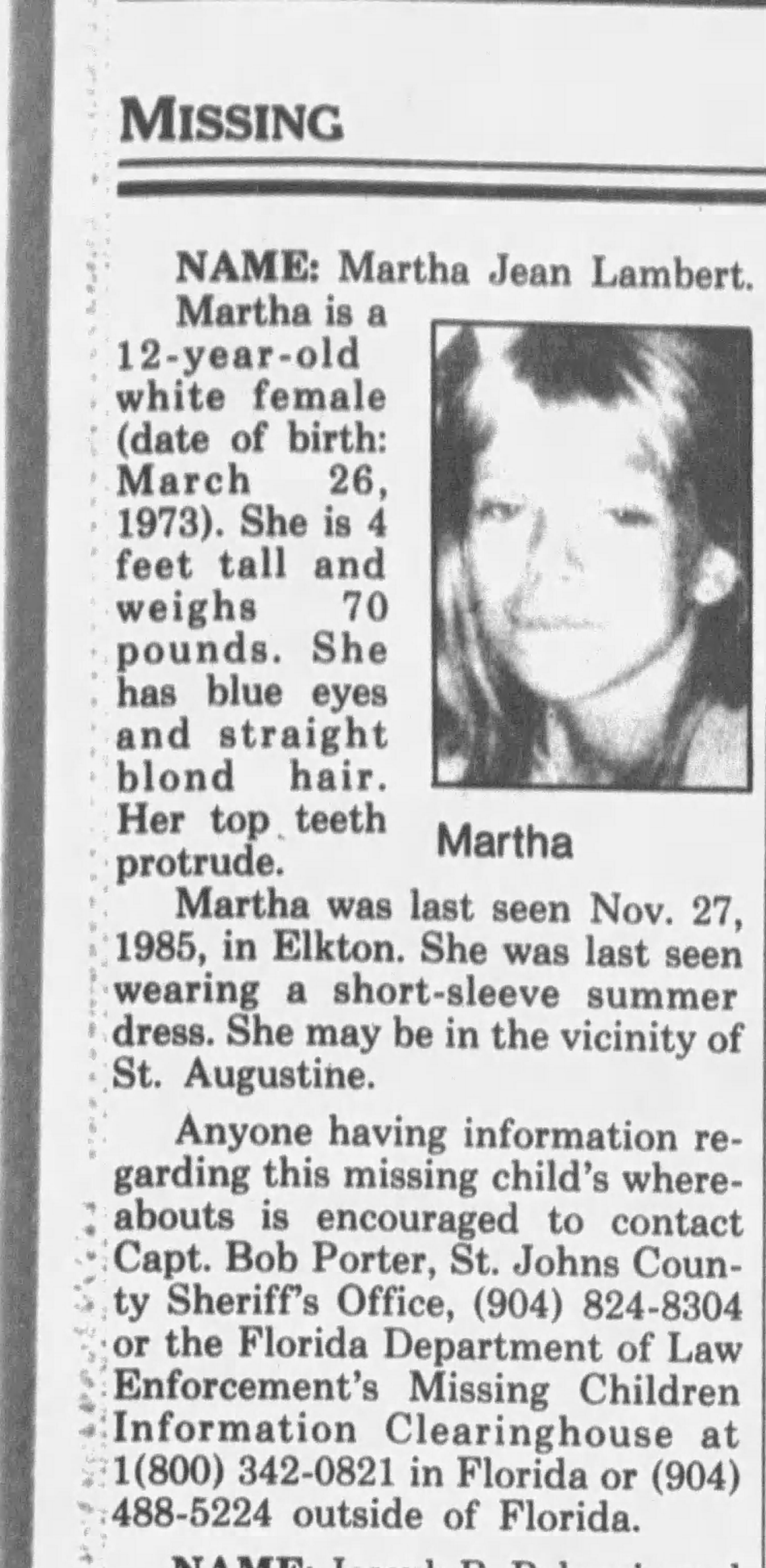 What Happened To Martha Jean Lambert? - CrimeBlogger1983