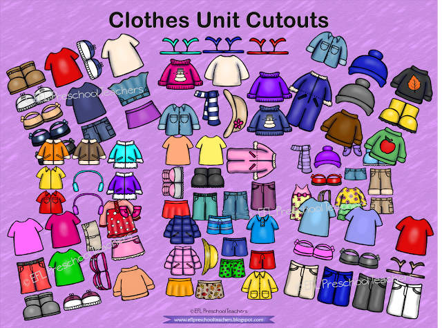 ESL/EFL Preschool Teachers: Clothes Unit Cutouts for the ESL Learner