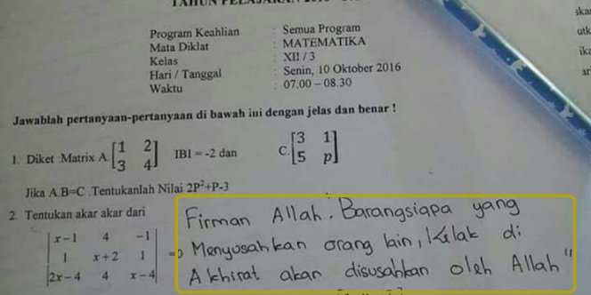 Soal Matematika Susah, Jawaban Si Murid Bikin Geleng Kepala - Like And ...