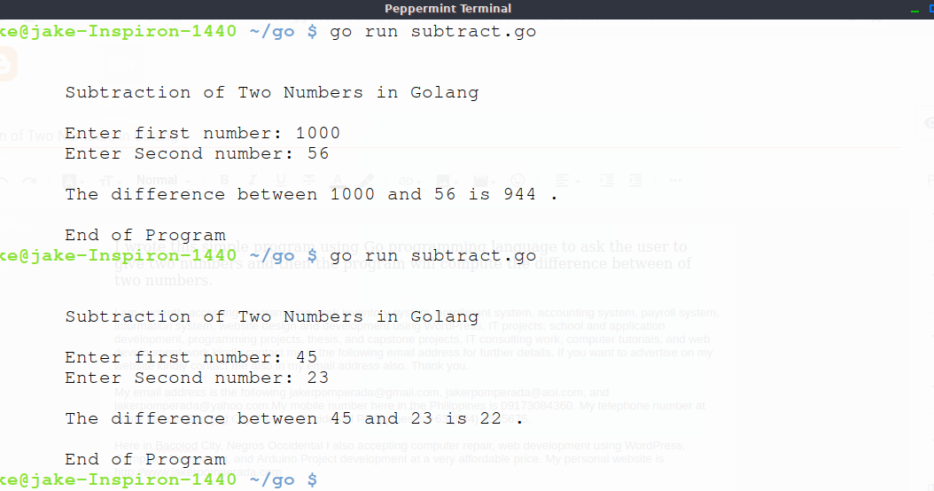 Free Programming Source Codes And Computer Programming Tutorials Subtraction Of Two Numbers In