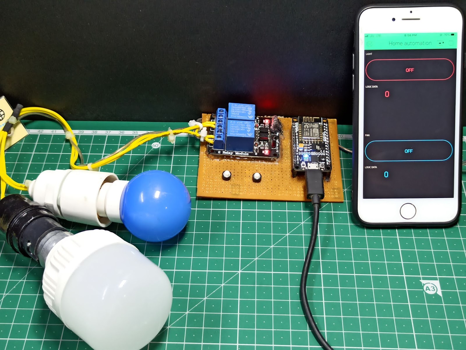 Internet And Manual Home Automation Using Blynk App