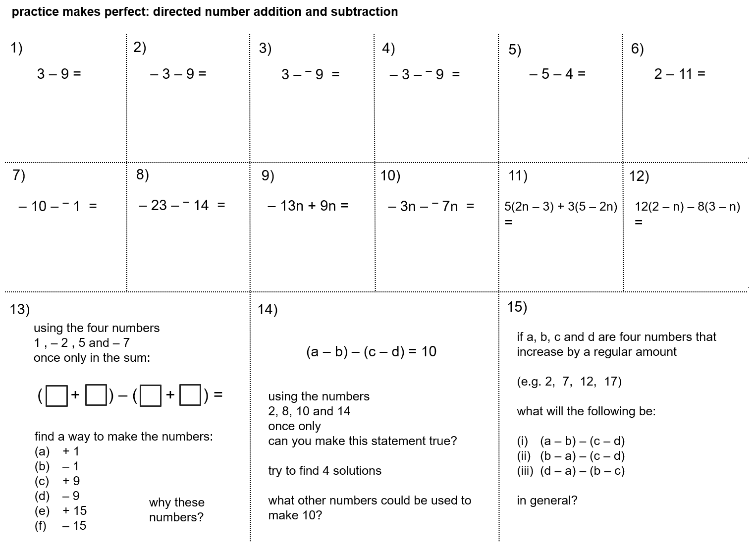 MEDIAN Don Steward mathematics teaching: directed number practice makes ...