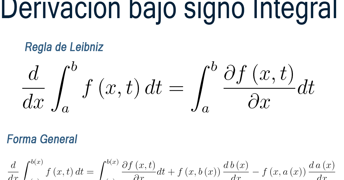 Derivación bajo signo Integral "Regla de Leibniz"