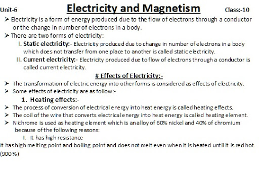 Electricity and Magnetism Ch Science Notes,SEE - Educational Guide