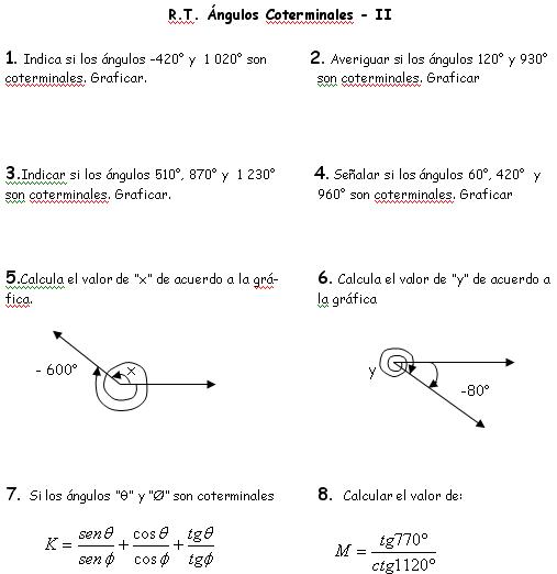 NAM: ANGULOS COTERMINALES - EJERCICIOS