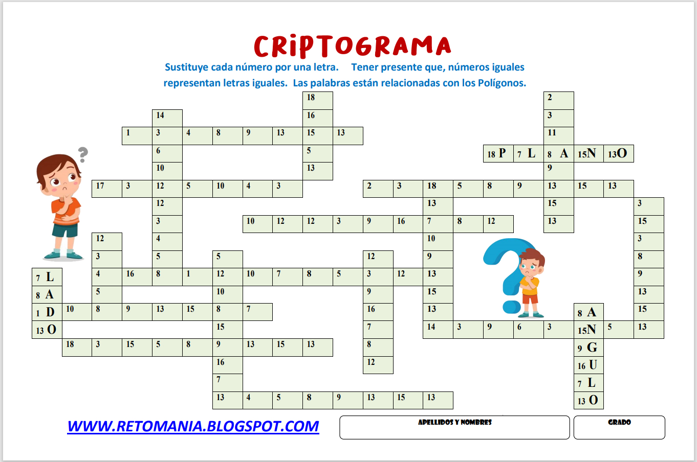 CRIPTOGRAMA MATEMÁTICO ~ RETOS MATEMÁTICOS